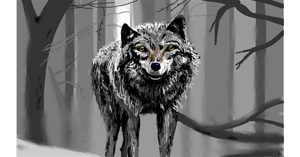 Drawing of Wolf by flowerpot - Drawize Gallery!