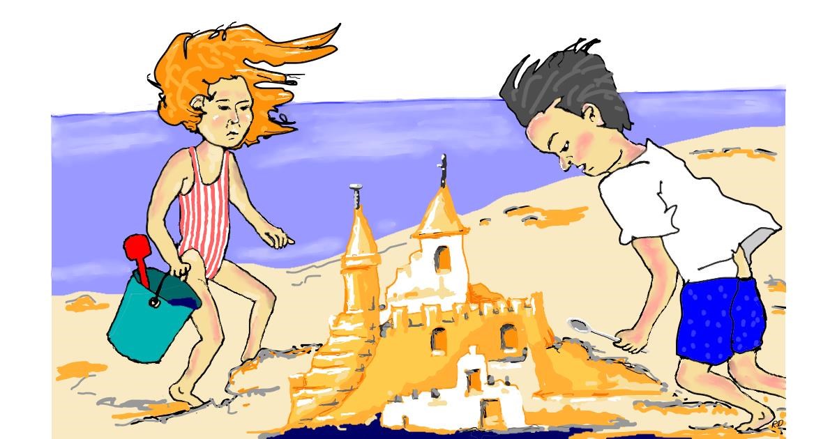 Watch flowerpot draw Sand castle!