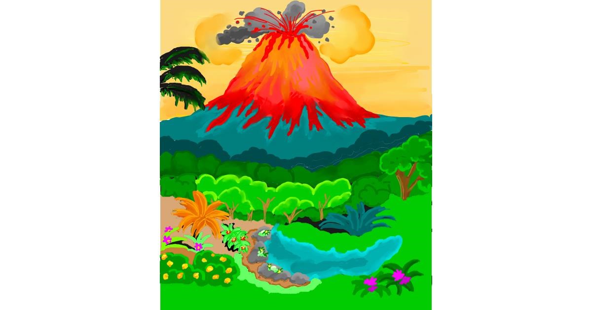Watch GreyhoundMama draw Volcano!