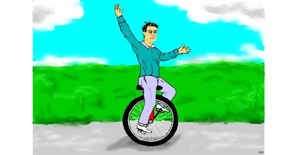 Drawing of Unicycle by flowerpot - Drawize Gallery!