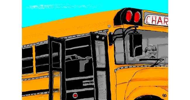 Drawing of Bus by flowerpot - Drawize Gallery!