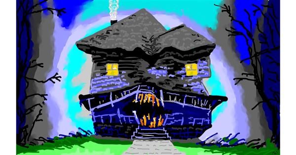 Drawing of House by flowerpot - Drawize Gallery!