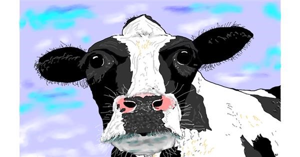 Drawing of Cow by flowerpot - Drawize Gallery!