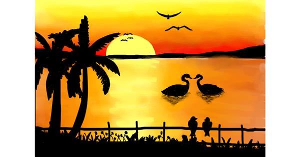 Drawing of River by Burj khalifa - Drawize Gallery!