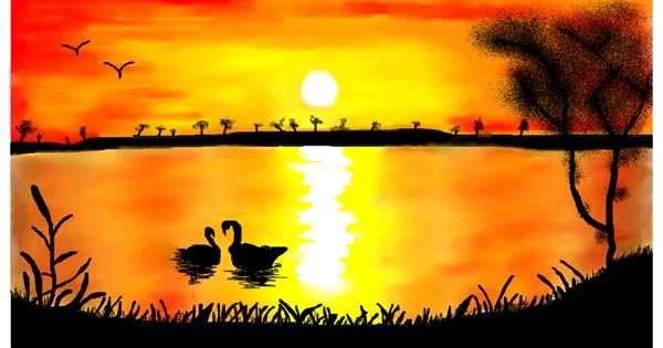 Drawing of Sunset by Magic Mushroom - Drawize Gallery!