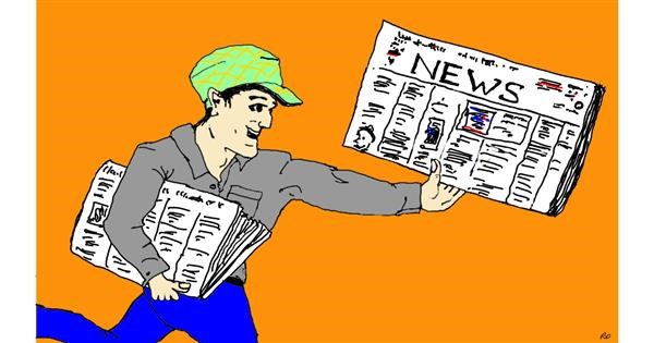 Drawing of Newspaper by flowerpot - Drawize Gallery!